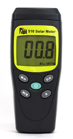TPI 510 Handheld Solar Irradiance Meter Displays W/m2 or BTU/(ft2*h)